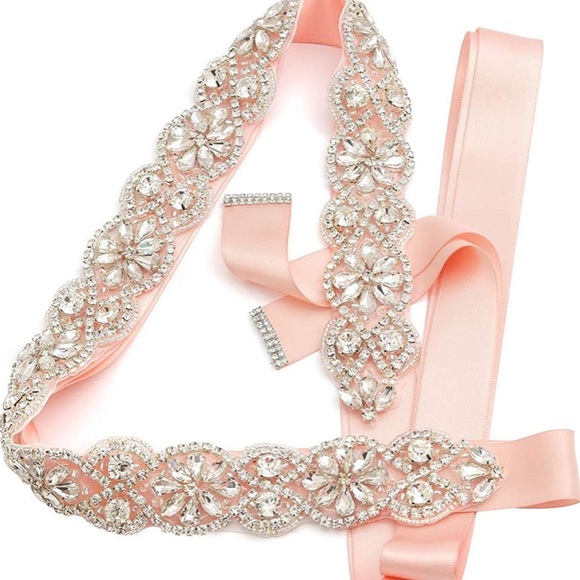 Accessories | Silver Blush Pink Sashes Crystal Rhinestone Belt | Poshmark